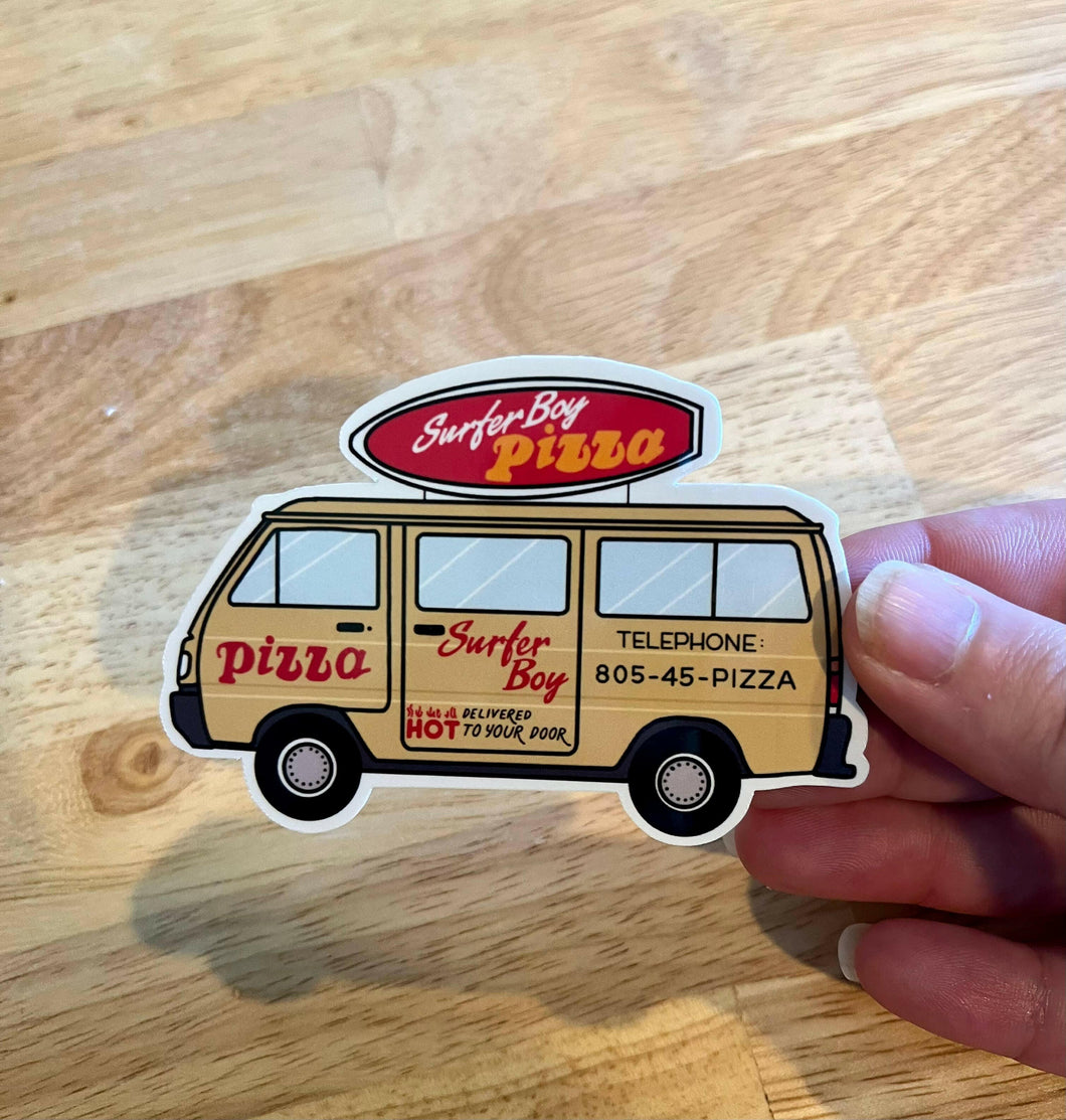 Surfer Boy Pizza, Vinyl Sticker, Stranger Things – Reverie Goods & Gifts